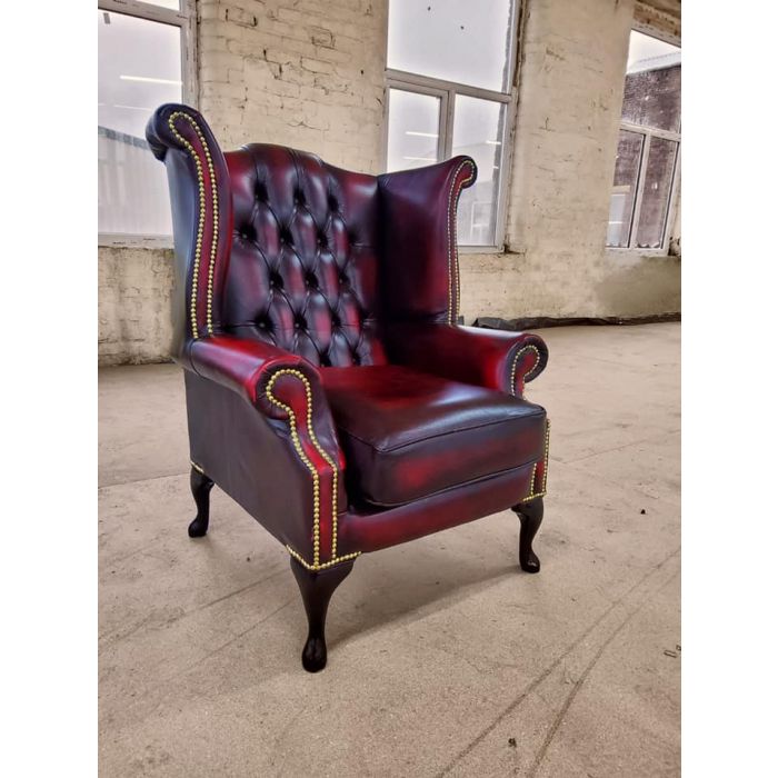 Antique Oxblood fantastic Leather Chesterfield Wing